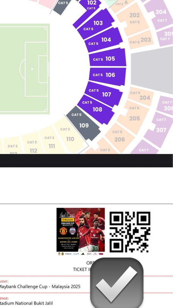 Ticket Manchester United Vs Asian All Star CAT 5 seat 109, Tickets ...