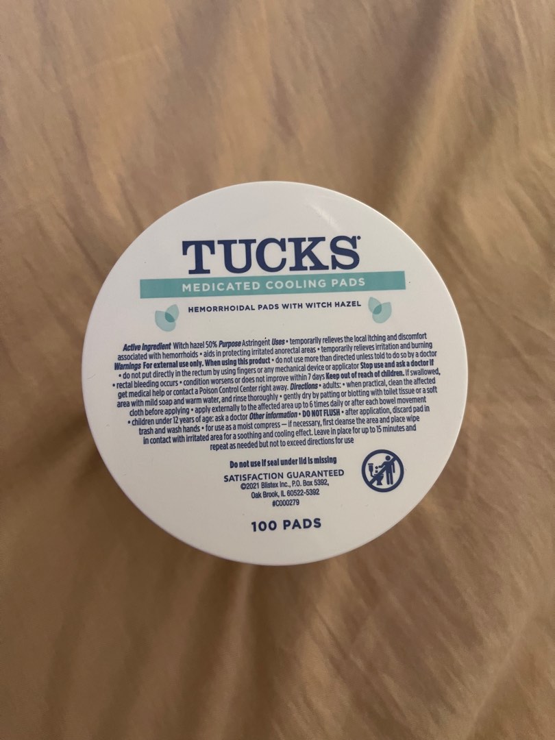 Tucks Cooling Pads, 100 Count + Cubble Perineal Spray Bottle(free ...