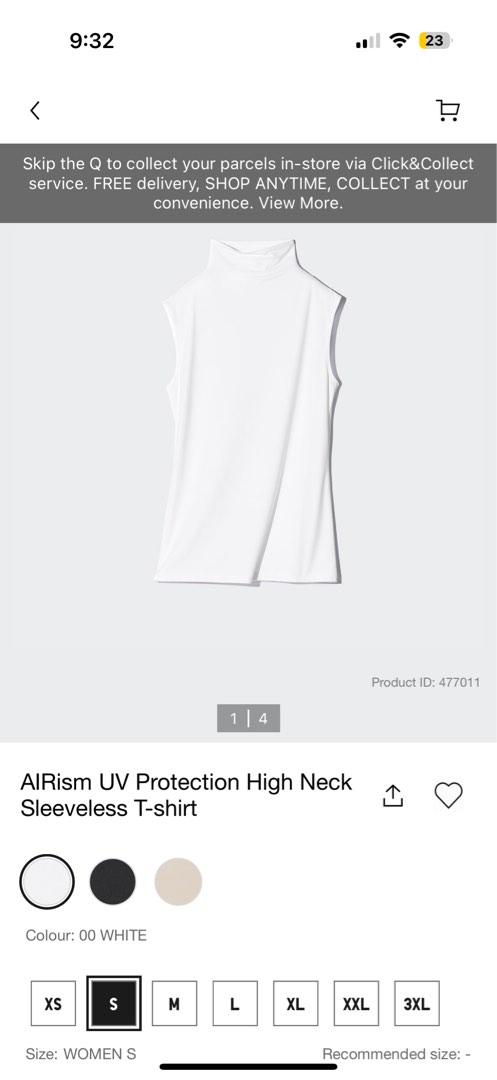 Uniqlo High Neck Sleeveless Inner Airism, Women's Fashion, Tops ...