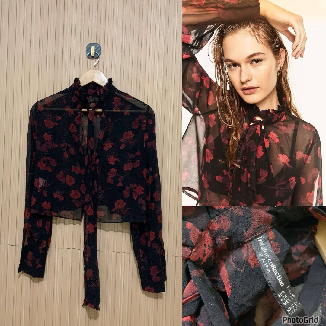 Zara sheer top, Women's Fashion, Tops, Blouses on Carousell