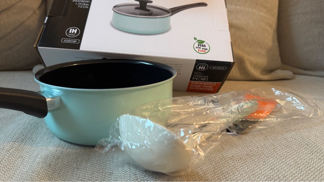 意美廚18CM黑色易潔單柄煲+湯殼ideale chef Aluminium Non-Stick Cookware18CM IDEALE ...