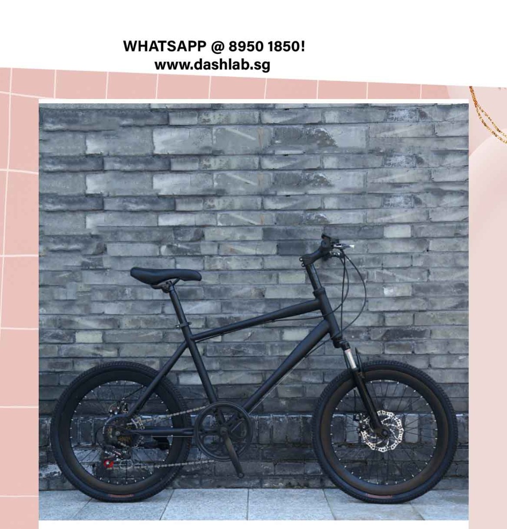 22 Inch 7 Speed MINI VELO [Black] Front Suspension Bicycles Fixie Bike ...