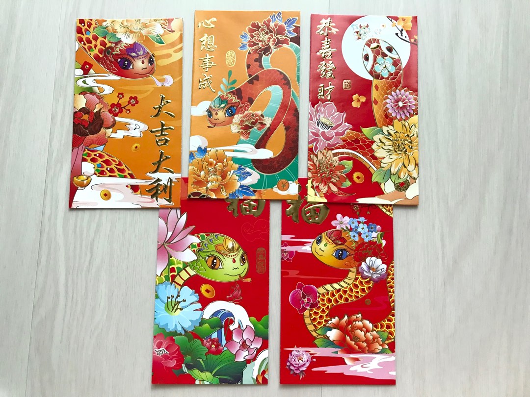 5pcs 2025 Robinson snake red packet / ang pow pao, Hobbies & Toys ...