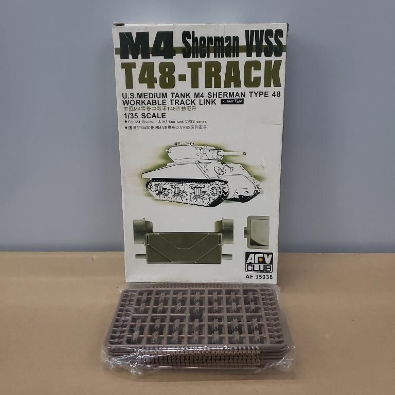 全新絕版 AFV Club戰鷹 AF35038 -1/35-美國M4雪曼用T48V字型橡膠塊狀型活動履帶 / M4 Sherman VVSS ...