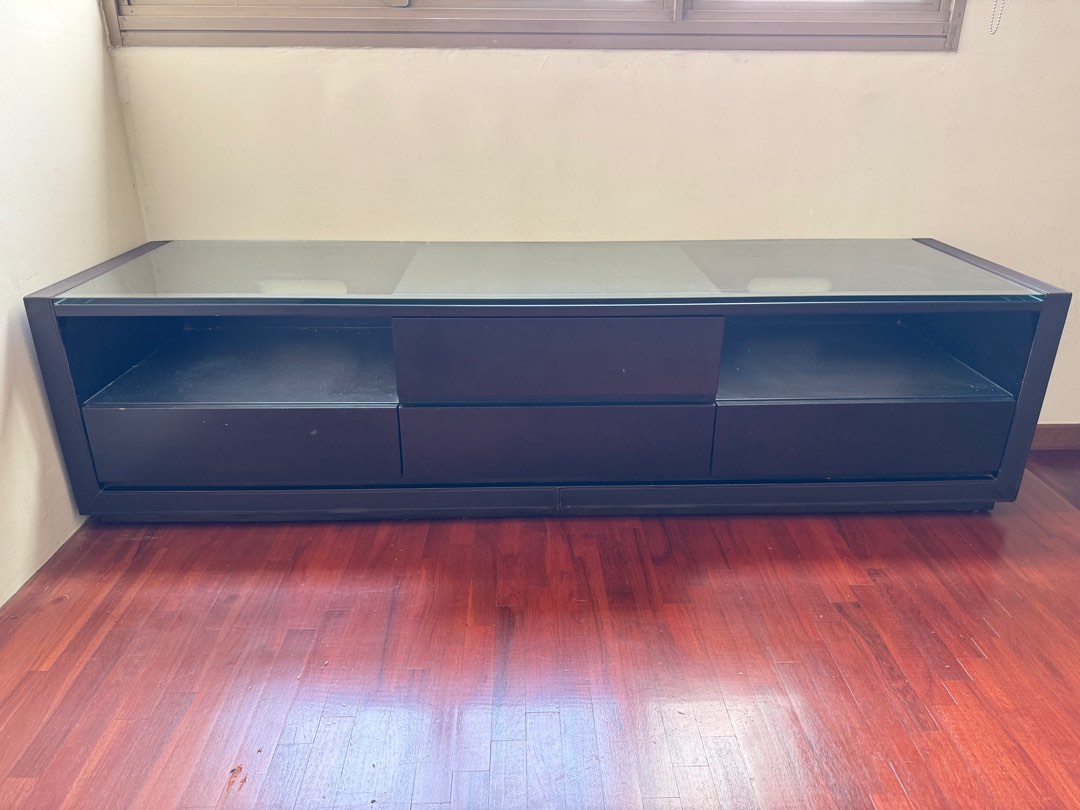 Solid TV Display Console -Lorenzo Tempered Glass top, Furniture & Home ...