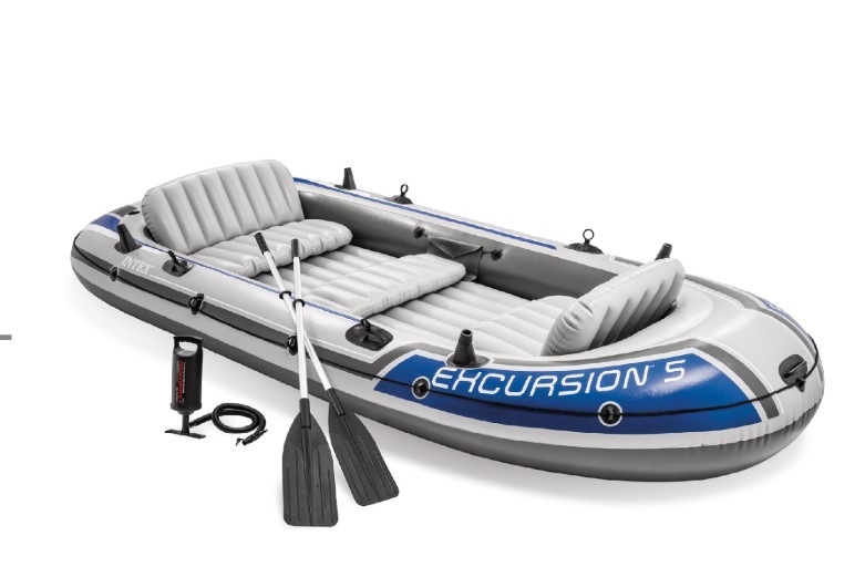 Intex Excursion 5 Person Inflatable Boat, Water Fishing River Raft ...