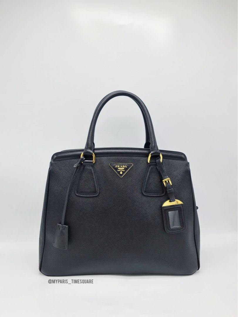 P rada Black Saffiano Leather Lux Parabole Shopping Tote Bag, Luxury ...