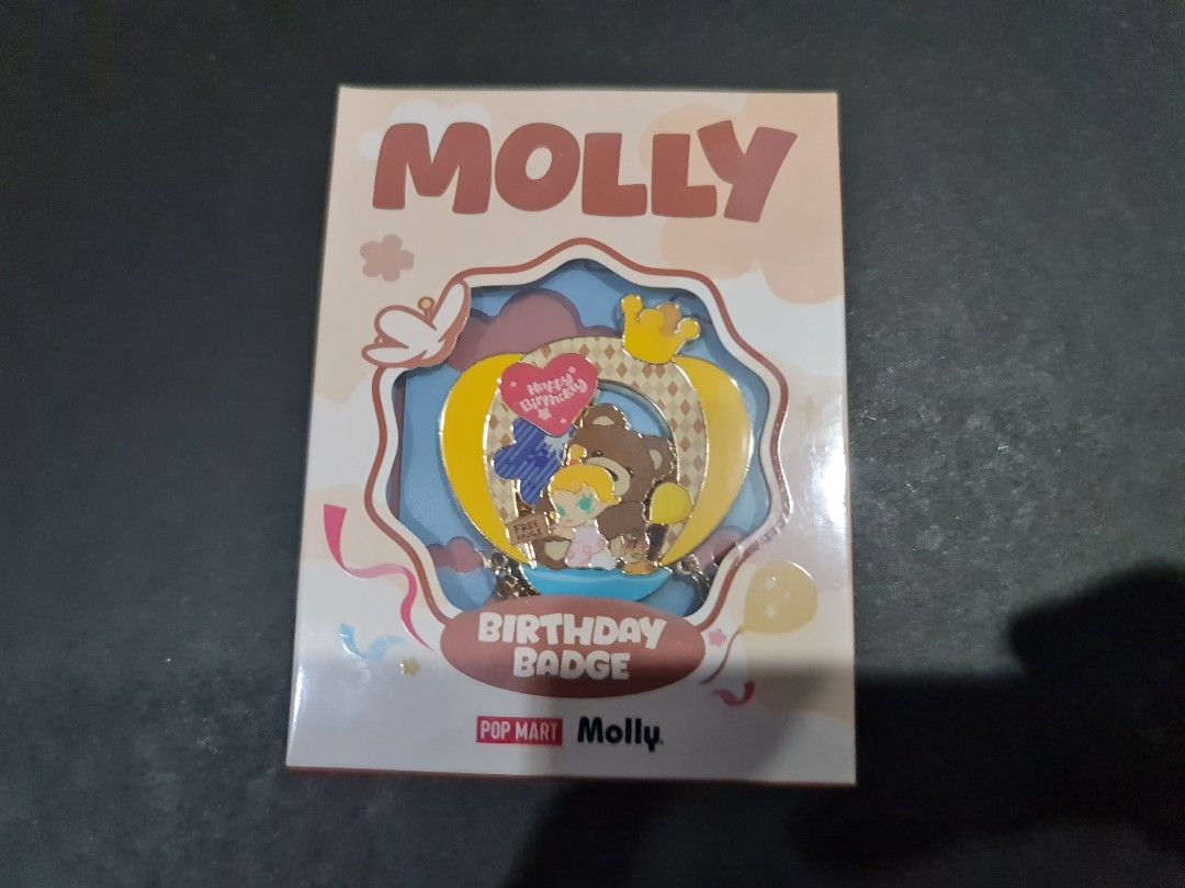 Popmart Molly Birthday Badge, Hobbies & Toys, Toys & Games on Carousell