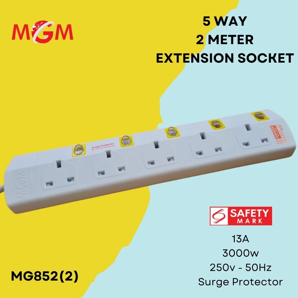 Portable Electrical Switched Extension Socket Outlet with Surge ...