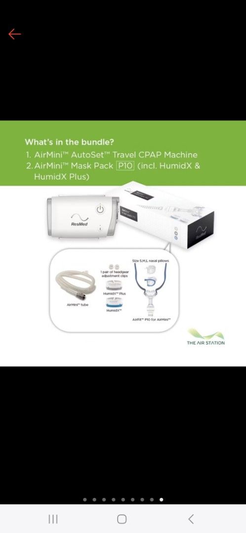 Resmed AirMini CPAP Machine & AirFit P10 Nasal Pillow Mask Bundle ...
