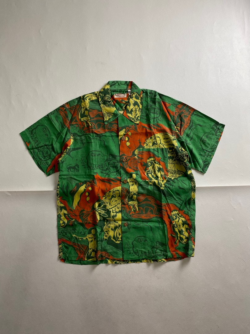 Sun Surf Gauguin Woodcut Hawaiian Shirt not momotaro samurai sugar cane ...