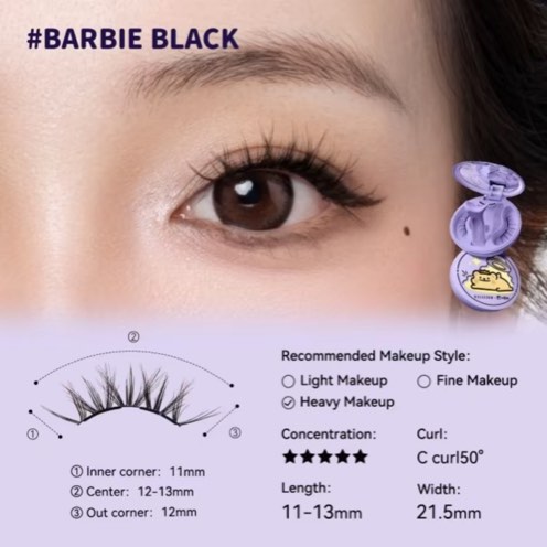 Wosado Bearisbug Barbie Black 2.0 Soft Magnetic Eyelashes, Beauty ...