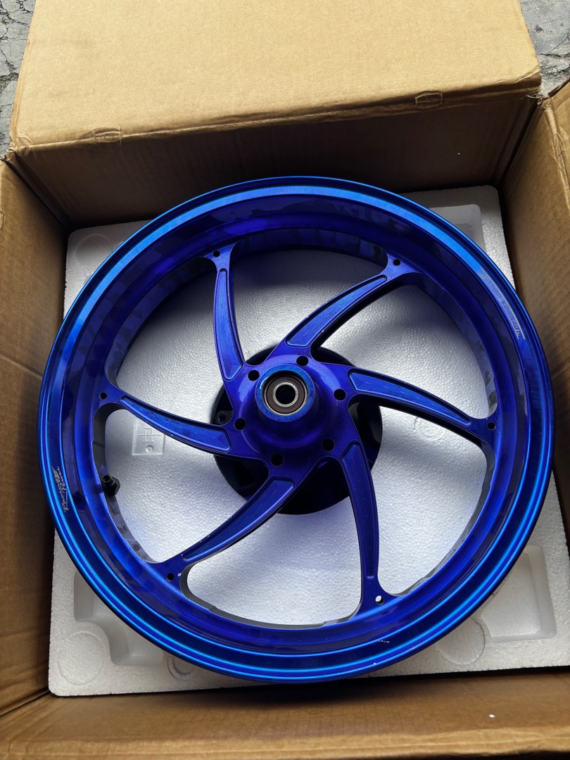 Racing boy Xmax V1 Blue rims, Car Accessories, Tyres & Rims on Carousell