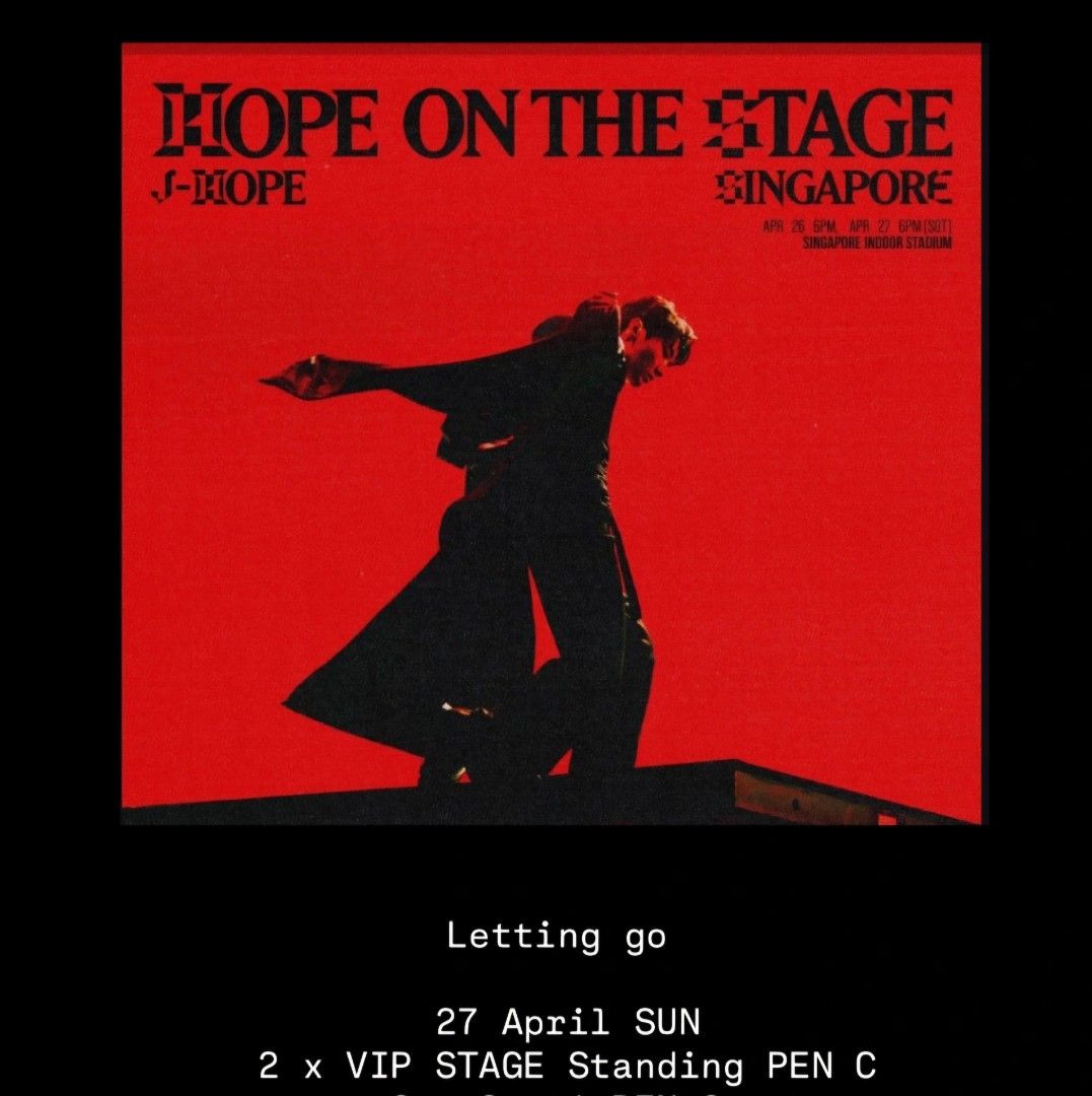27 Apr 2025 j-hope Tour SG - VIP Stage Standing, Tickets & Vouchers ...