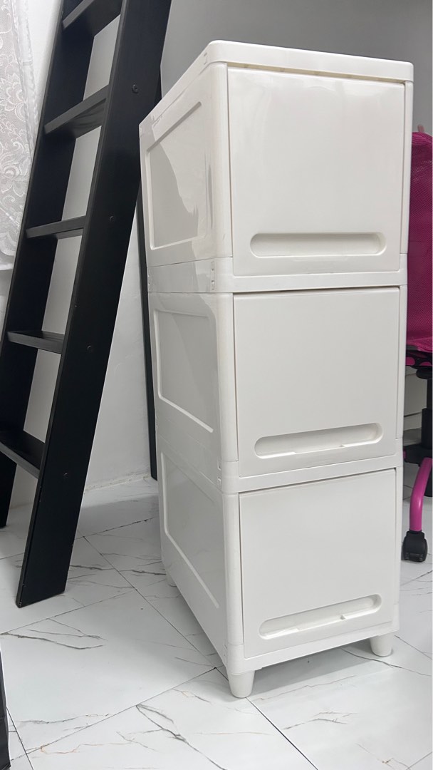 3 tier white plastic cabinet, Furniture & Home Living, Furniture ...