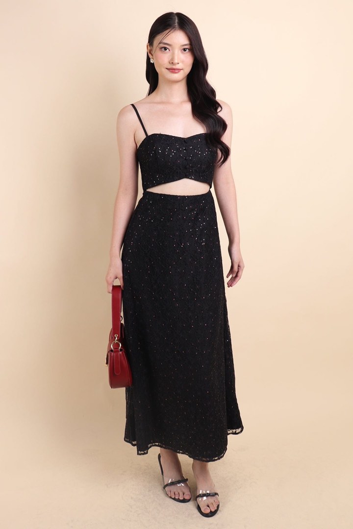 PENELOPE LACE CUT-OUT MAXI DRESS in black, Women's Fashion, Dresses ...