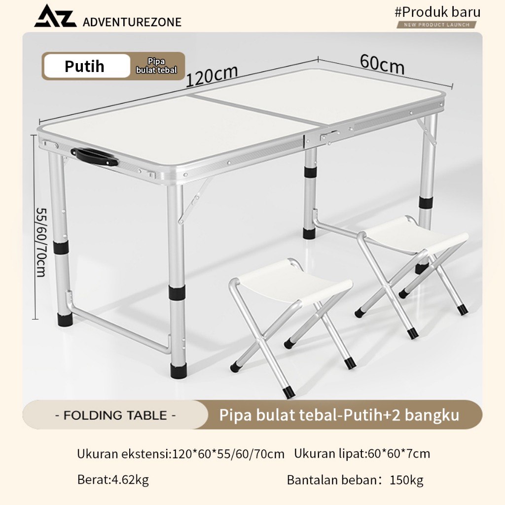 Meja Lipat Meja Koper Portabel Aluminium 120x60x55-70CM Meja Camping ...