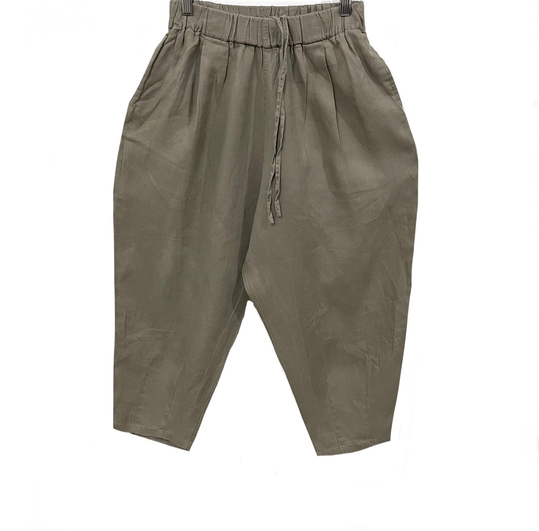 Muji 100% Linen Artisans Baggy Cropped Pants, Women's Fashion, Bottoms, Other Bottoms on Carousell