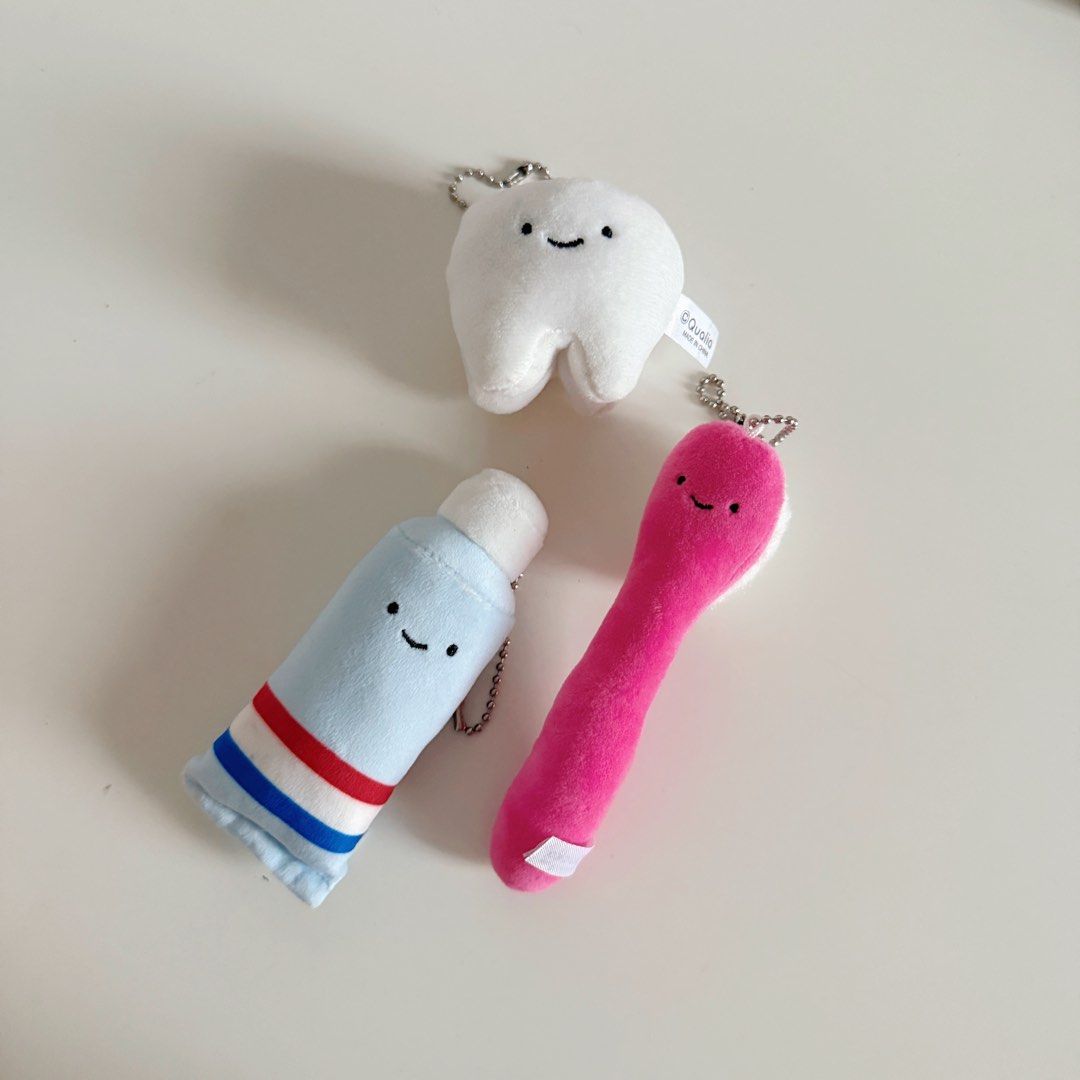 Original Japan Qualia Teeth Toothbrush Toothpaste Plush Keychain Set ...
