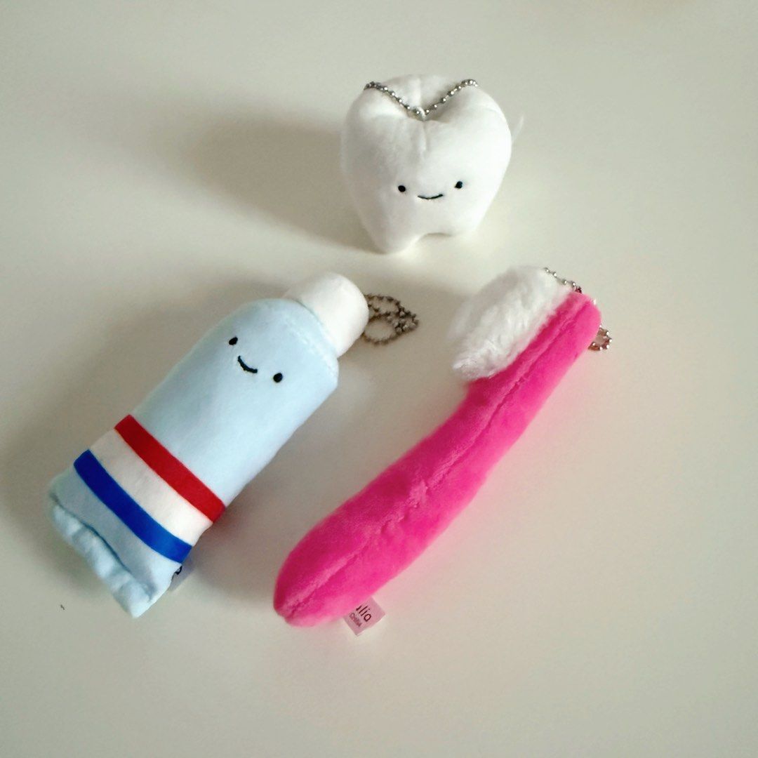 Original Japan Qualia Teeth Toothbrush Toothpaste Plush Keychain Set ...