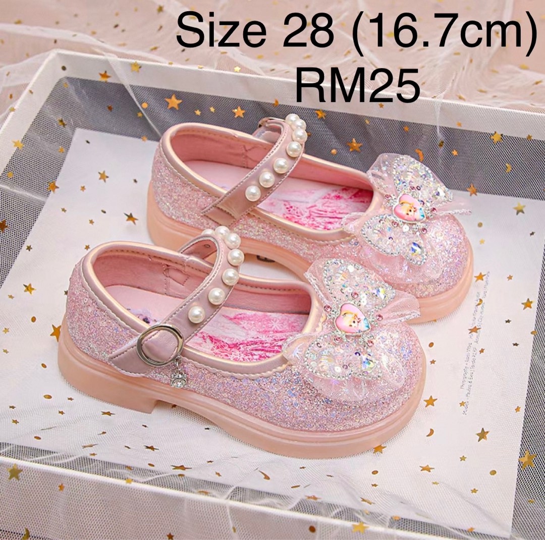 Pink glitter kasut raya girl shoes, Babies & Kids, Babies & Kids ...
