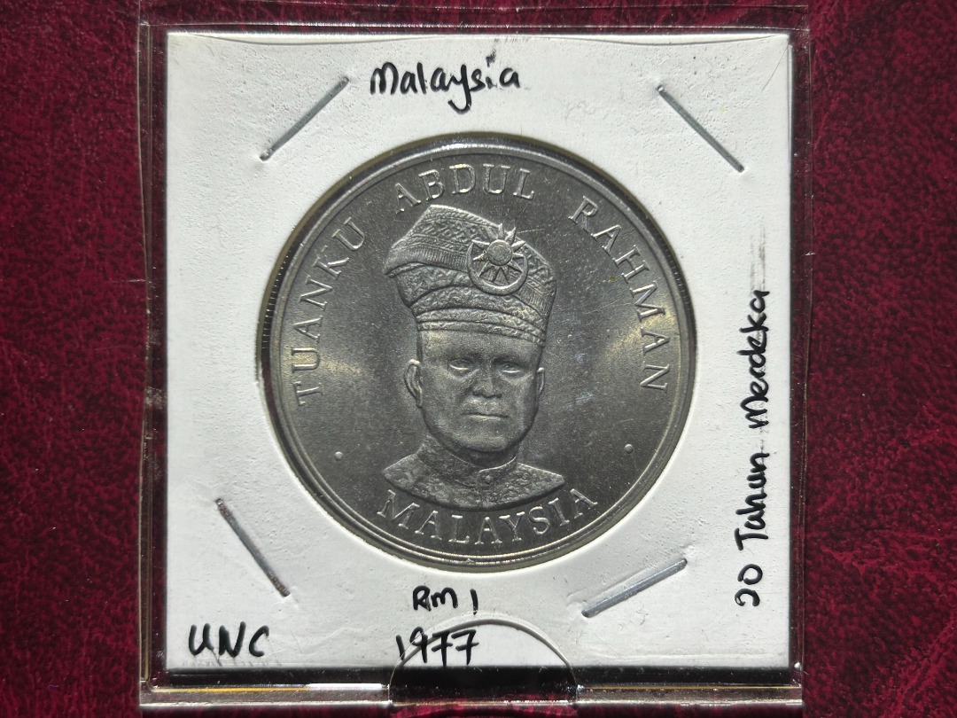 rm1 merdeka 1977 malaysia 20th independence 1957 $1 satu ringgit unc ...