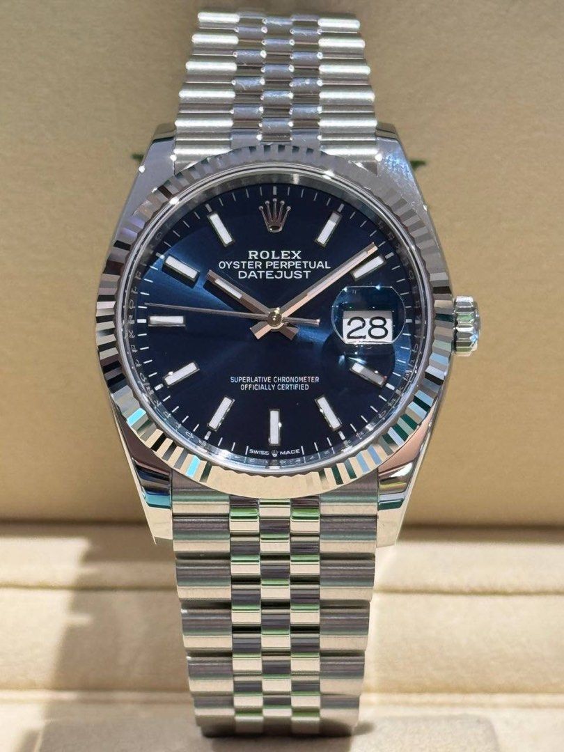 Rolex 126234 Datejust 36mm Blue Index Dial 2025, Luxury, Watches on Carousell