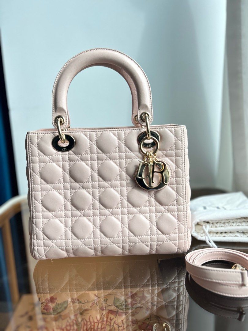 (SG Ready stock)100% authentic Lady Dior medium cherry blossom pink ...