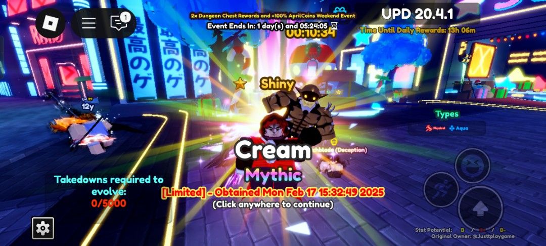 SHINY CREAM! ANIME ADVENTURE, Video Gaming, Gaming Accessories, Game ...