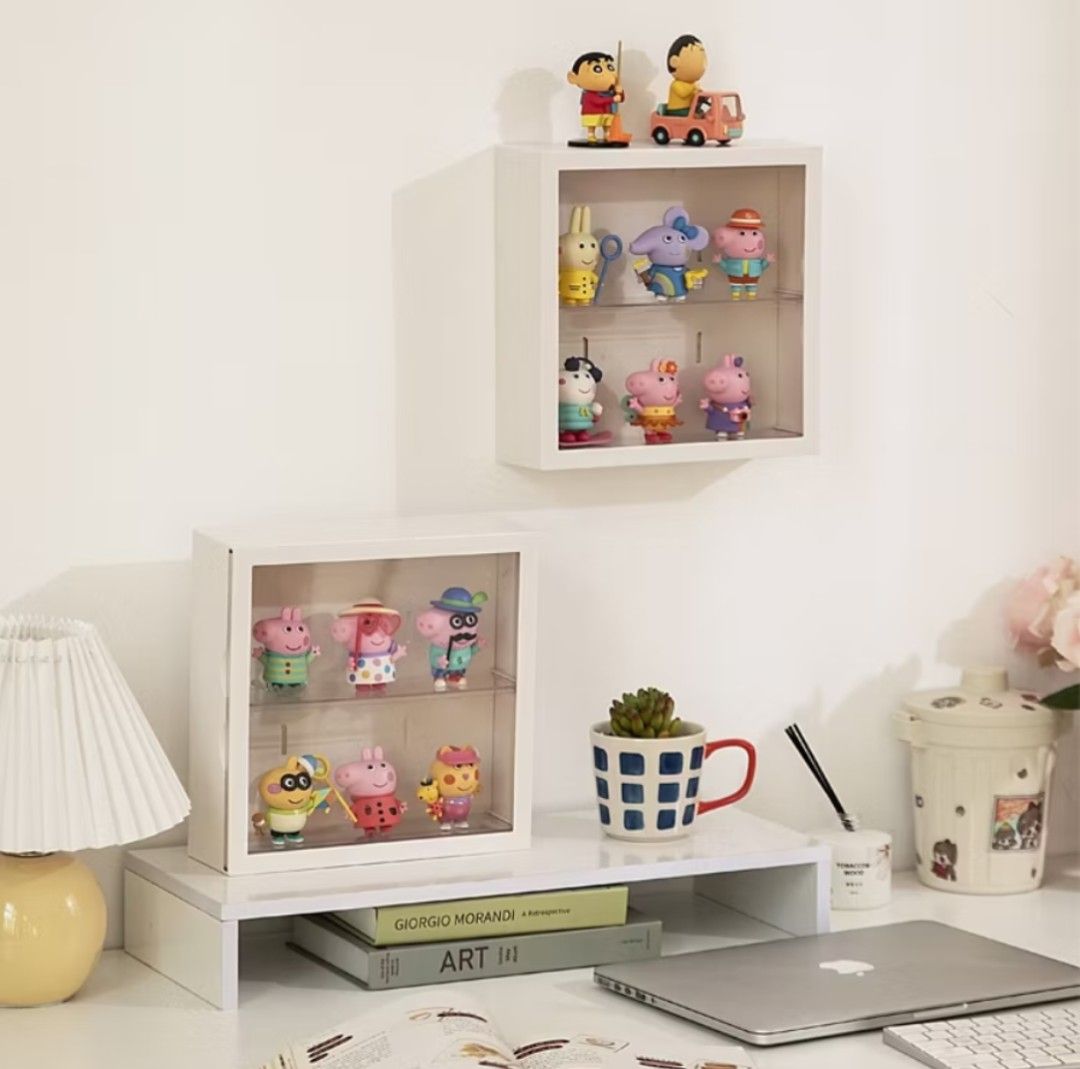 Wall mounted display box shelve with acrylic sliding door for figurine ...