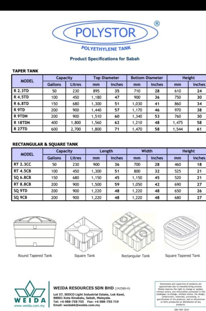 Weida Rain Water polyethylene Tank, Everything Else, Others on Carousell