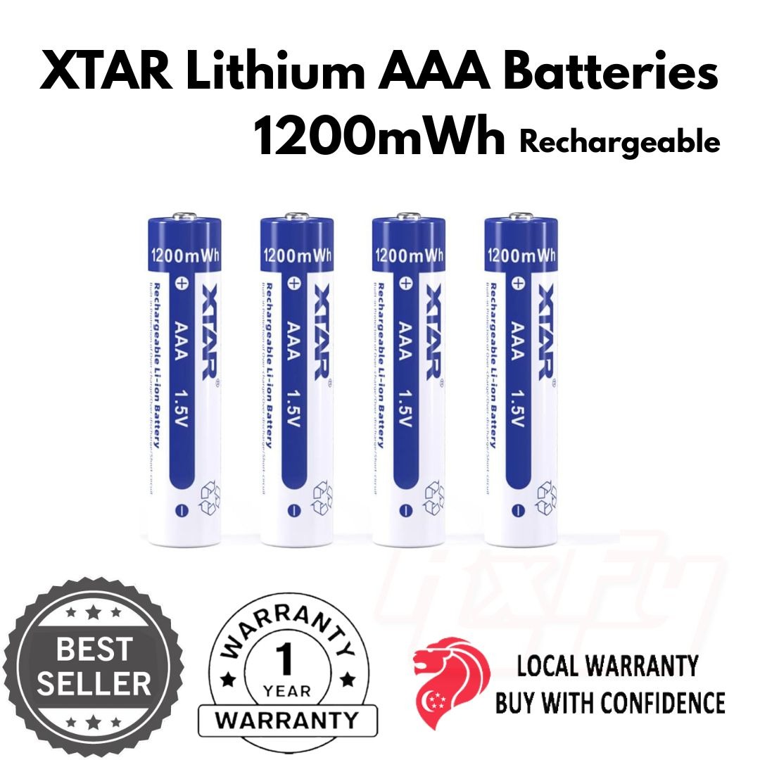 XTAR Lithium AAA Battery Rechargeable,1200 mWh Constant Output 1.5V Li ...