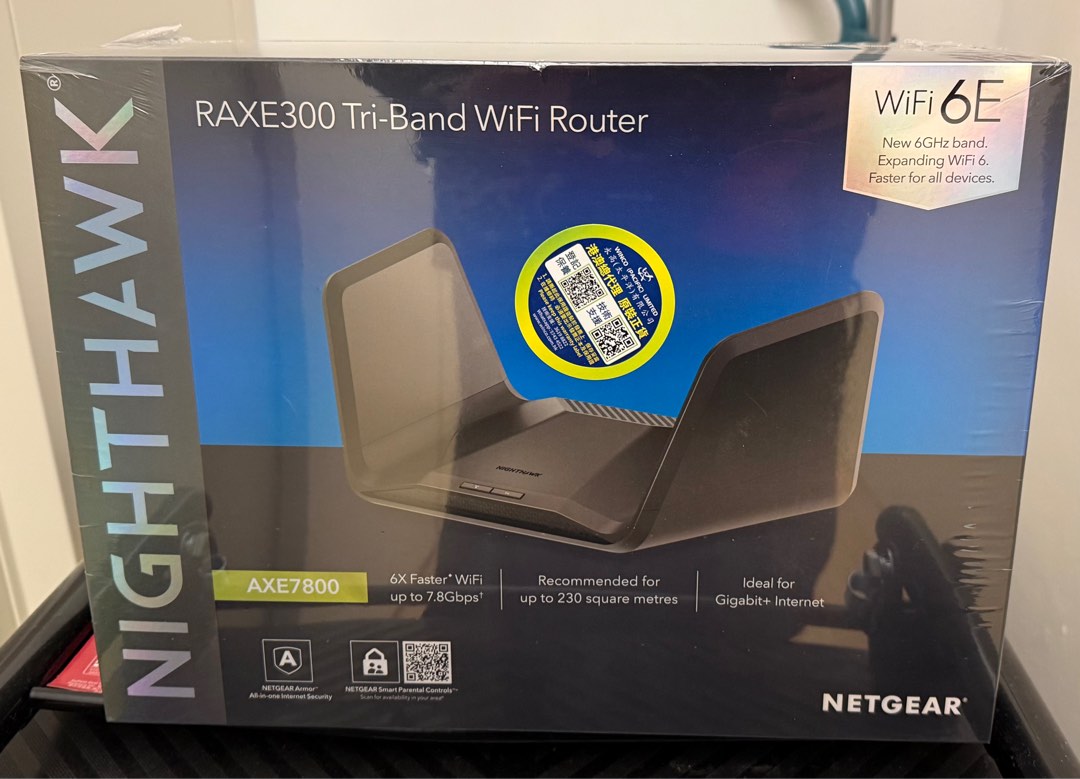 100% 全新未開封 行貨 Netgear Nighthawk RAXE300 Tri-Band WIFI 6E Router, 電腦＆科技 ...