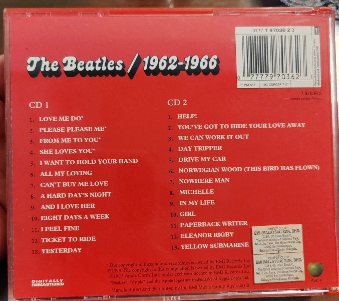 2 CD The Beatles 1962-1966 Digitally Remastered, Hobbies & Toys, Music ...