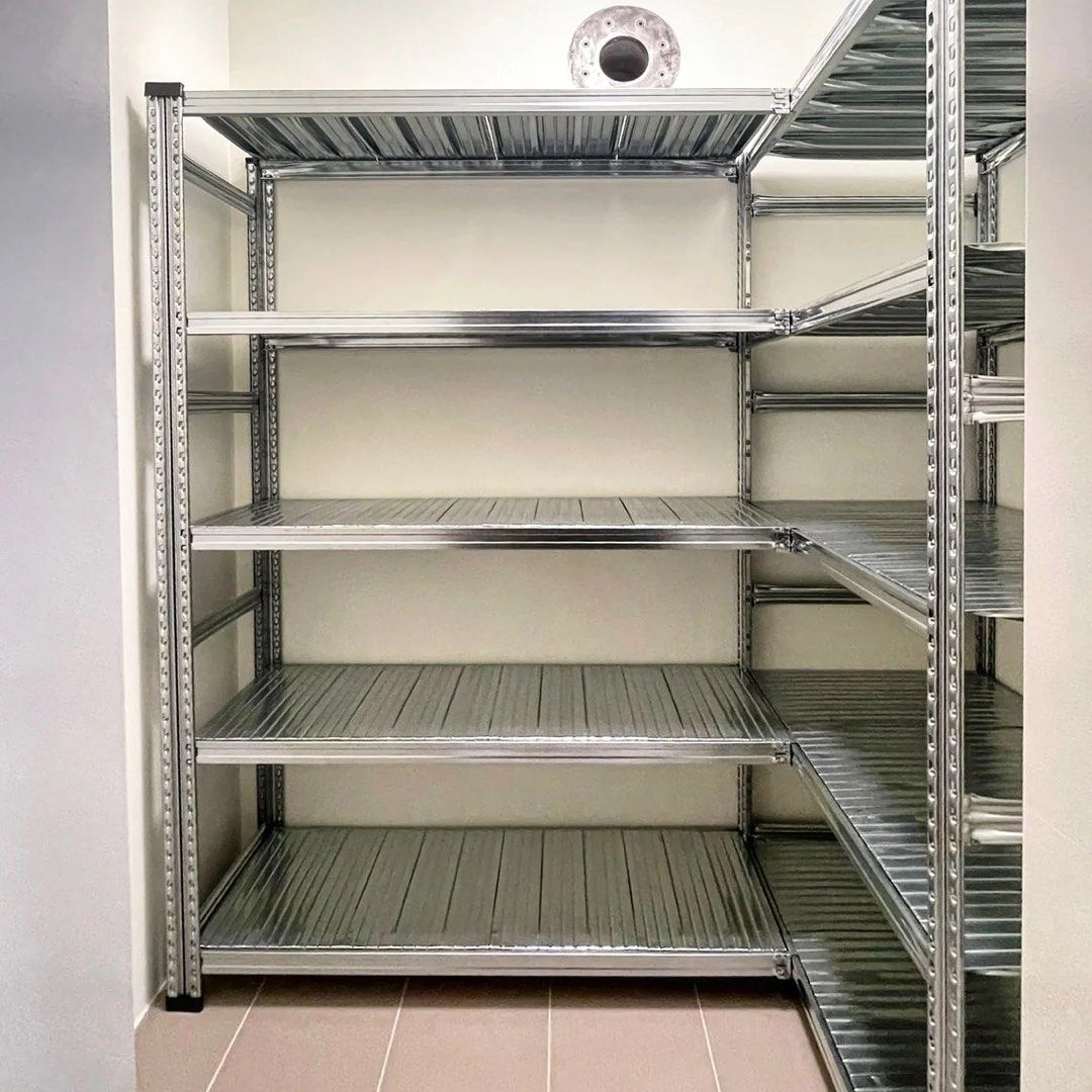 Boltless L-Shape Storage Rack H198cm, 5 Shelf Levels, Furniture & Home ...