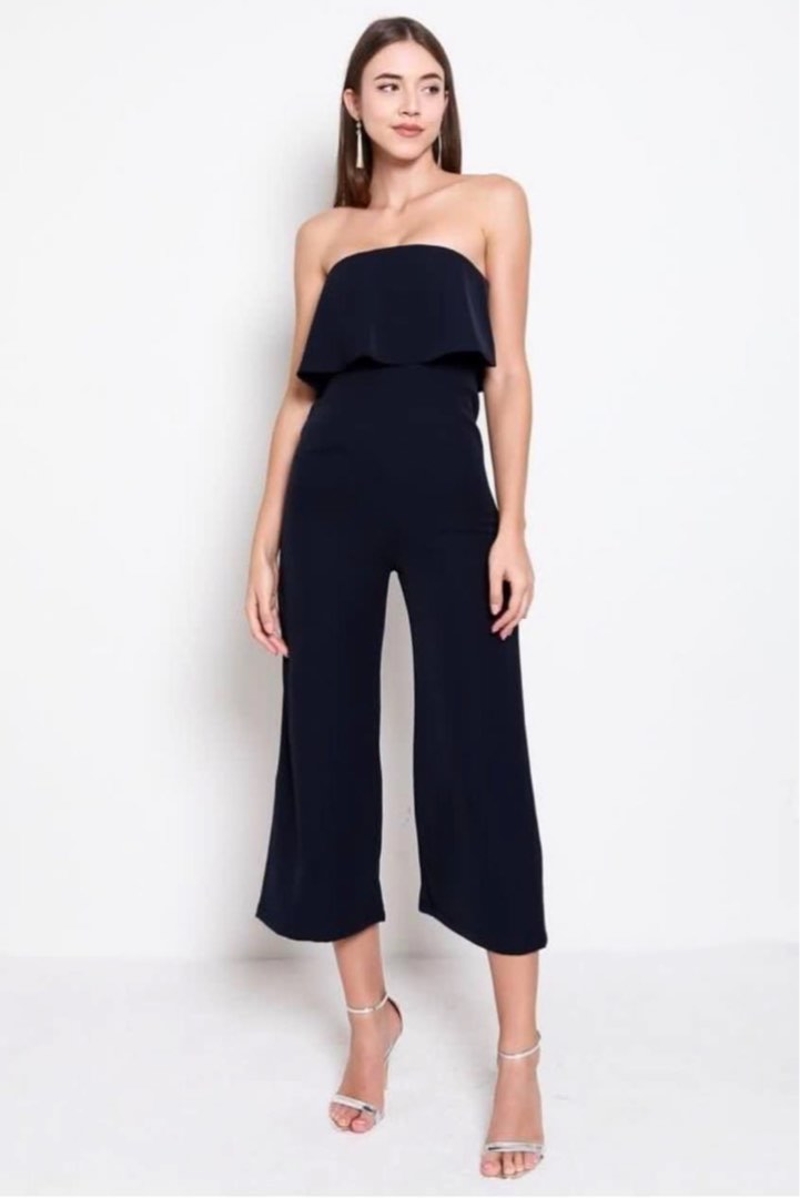 Carrislabelle Laura Flutter Tube Jumpsuit in Navy, Women's Fashion ...