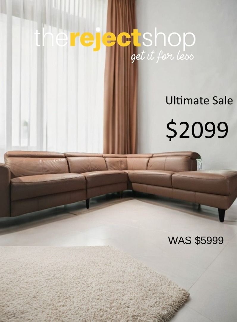 (ULTIMATED CLEARANCE SALE)GENESIS L-Shaped Genuine Leather Sofa with ...