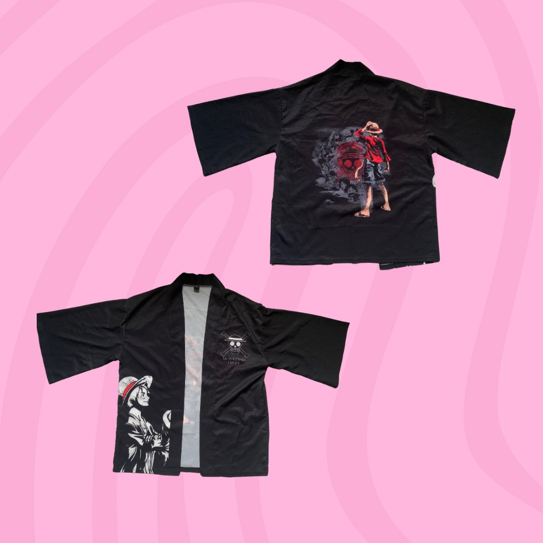 Kimono Cardigan Luffy One Piece, Fesyen Pria, Pakaian , Atasan di Carousell