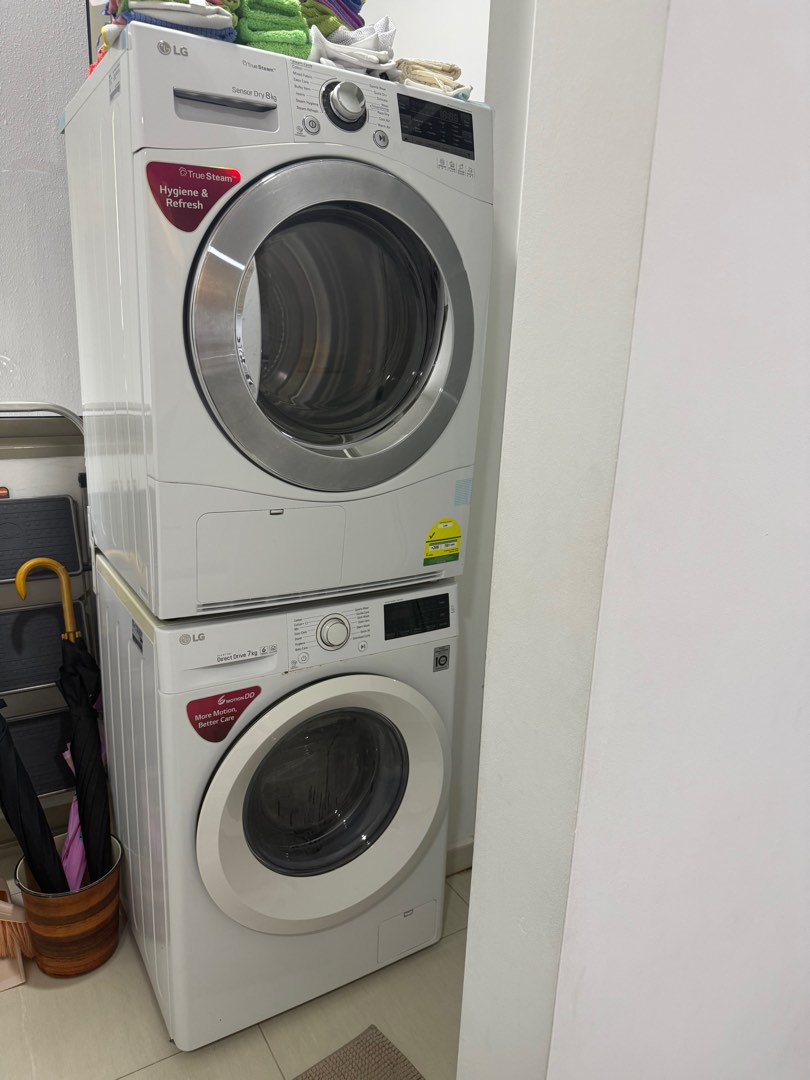 LG washer + dryer + stack kit, TV & Home Appliances, Washing Machines ...