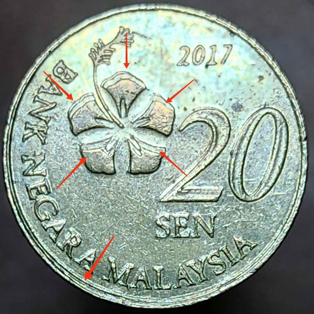 Malaysia 20sen 2017 Double print and double rim, Hobbies & Toys, Collectibles & Memorabilia ...