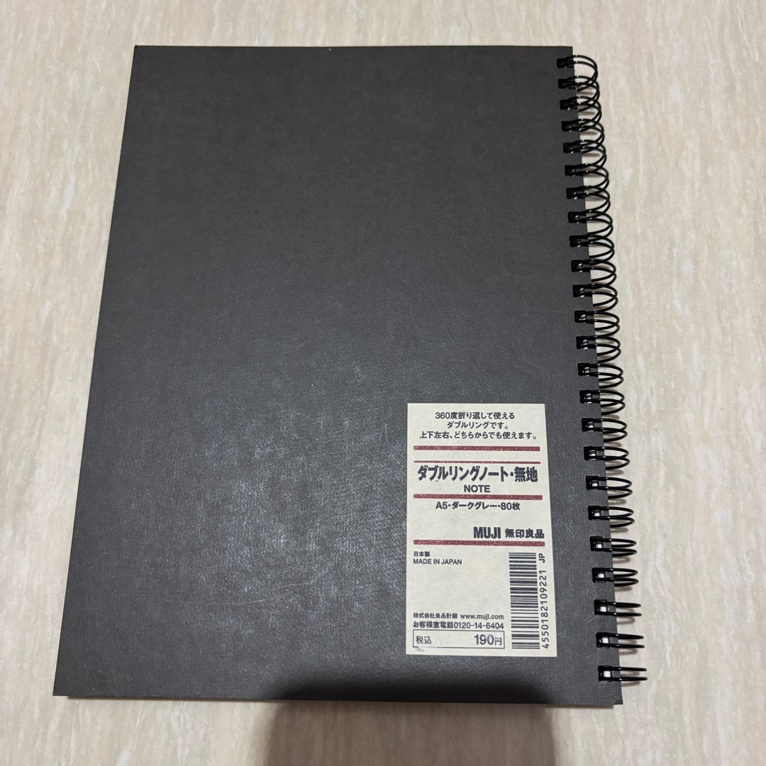 MUJI Note Book A5 Dark Grey Abu Tua (Original MUJI Ginza Tokyo Japan ...