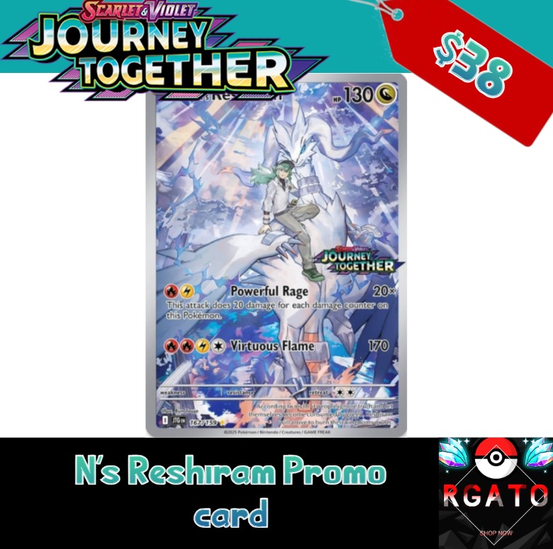 N's Reshiram Promo Card | Pokemon Journey Together, Hobbies & Toys ...