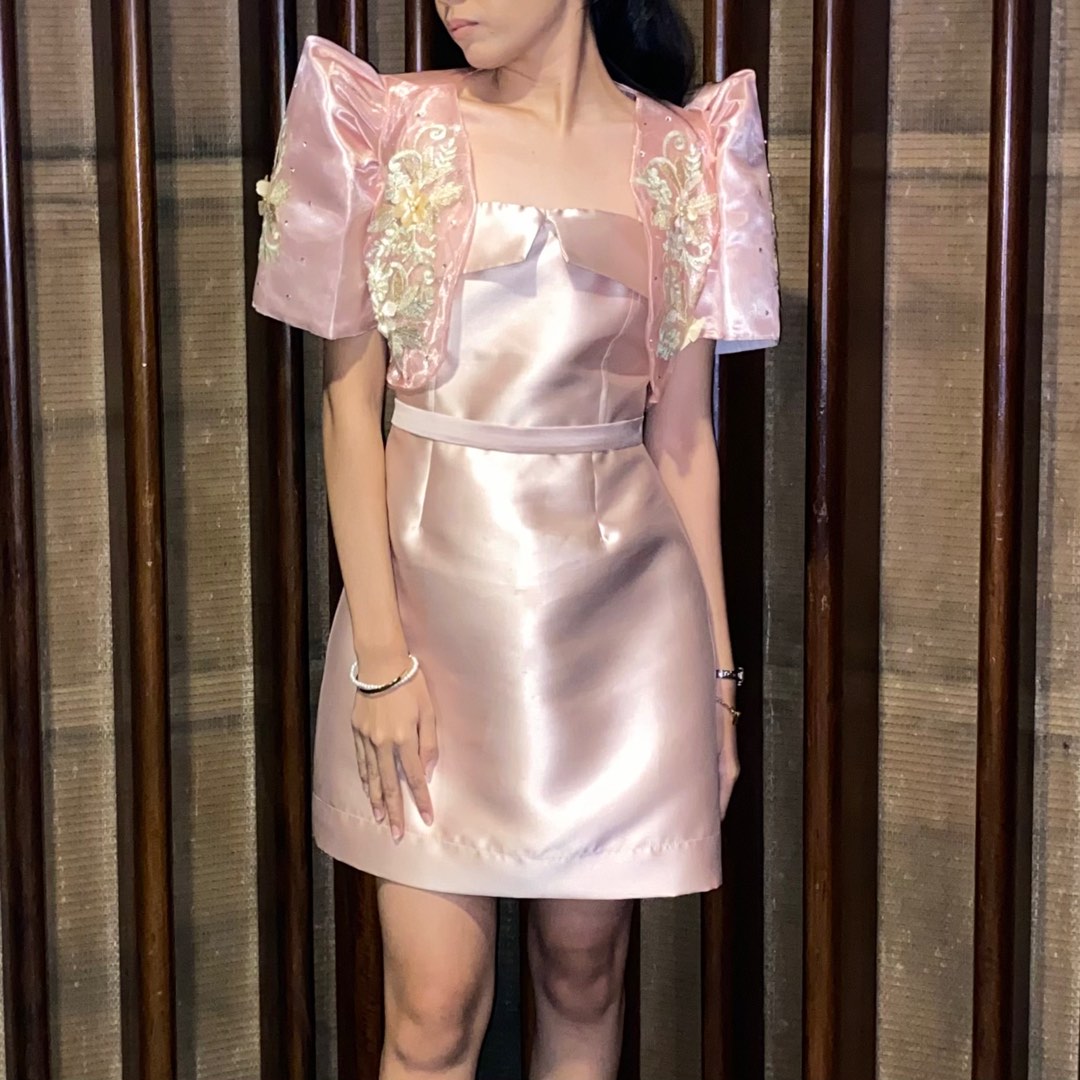 Blush Pink Satin Cocktail, Oath Taking, Graduation Dress with ...