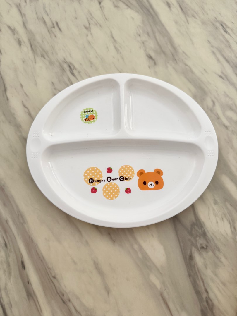 Piring Bayi Putih Beruang Lucu 3 Sekat piring mpasi piring makan anak ...