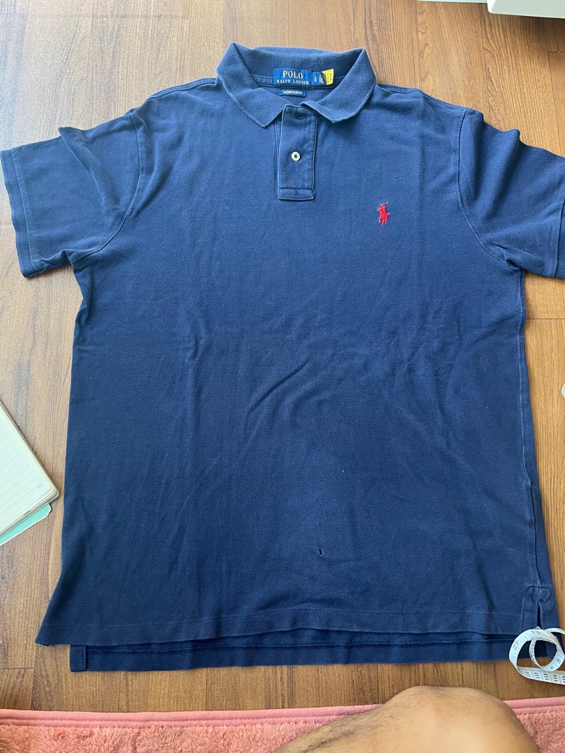 Polo ralph lauren barcode navy, Fesyen Pria, Pakaian , Atasan di Carousell