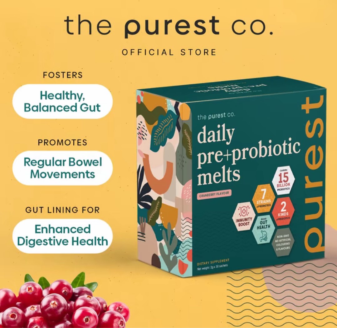 Purest Co Daily Pre+Probiotic Melts 1 box, Health & Nutrition, Health ...