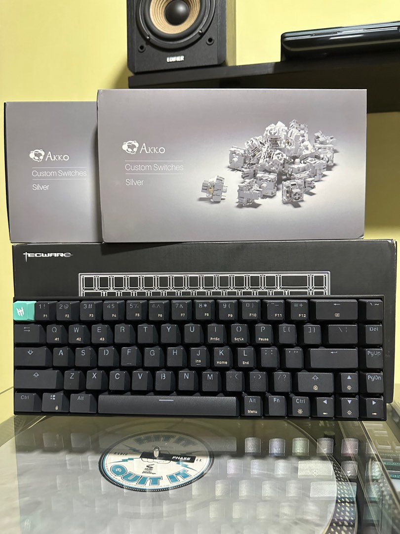 Tecware B68 Custom Mechanical Modded Keyboard with Lubed Akko Silver ...