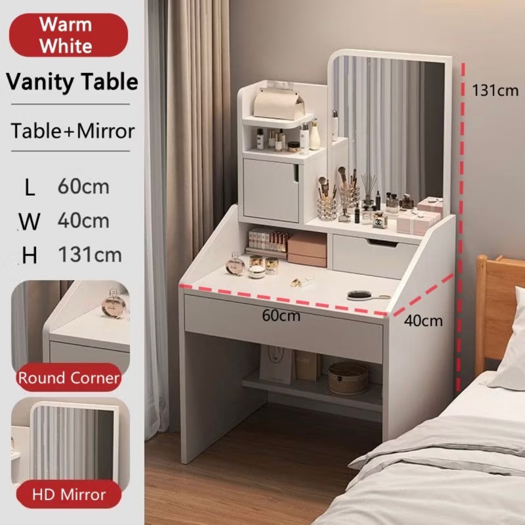 Vanity Table With Mirror | LED Mirror Makeup Desk | Small Dressing ...