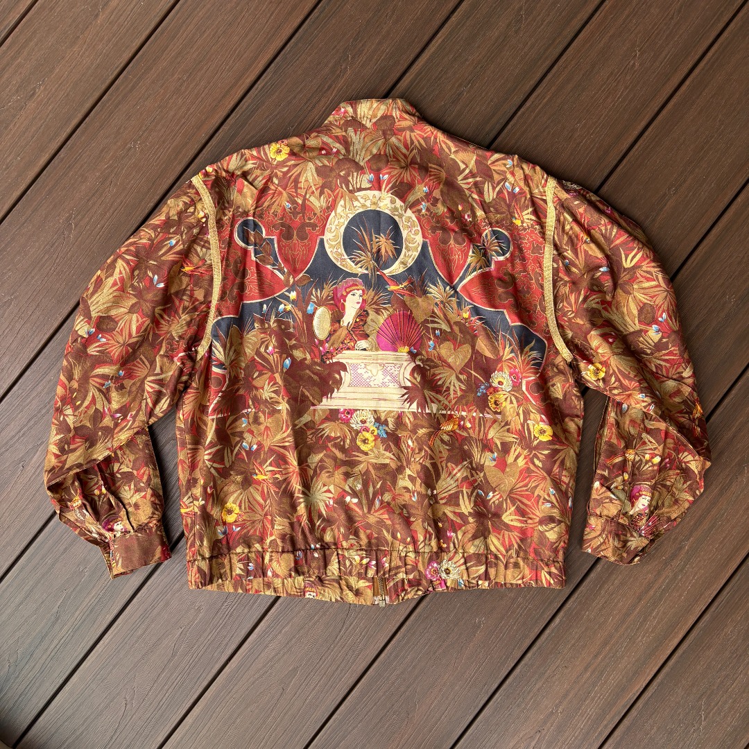 Vintage 1970s Silk Alphonso Mucha Print Bomber Jacket, Women's Fashion ...