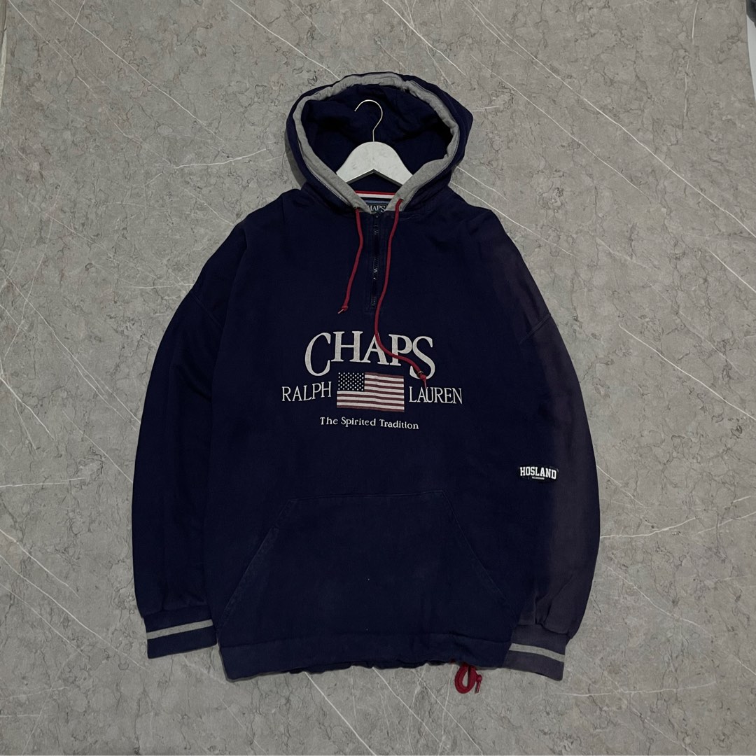 VINTAGE CHAPS LAUREN LOGO HOODIE, Fesyen Pria, Pakaian , Baju Luaran di ...